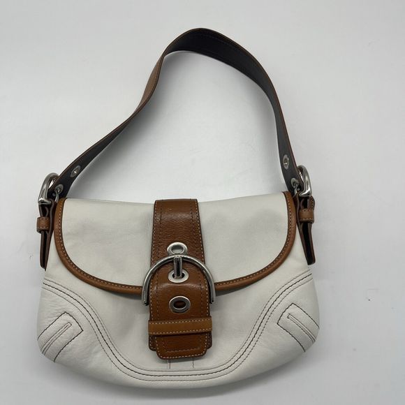 Coach | Bags | Coach Handbags Beige Brown Leather Flap Soho Shoulder ...